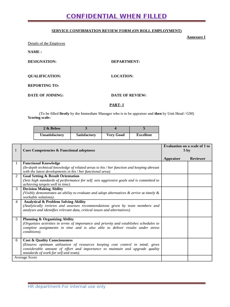 Employee Performance Review Form | PDF | Evaluation | Goal