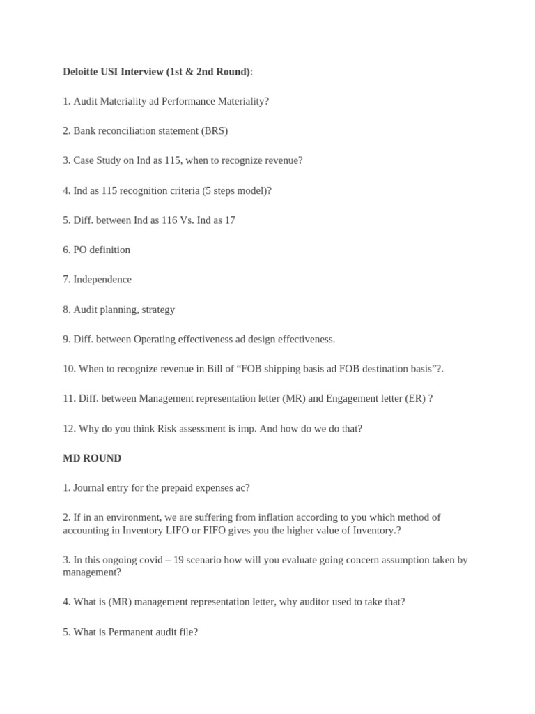 Deloitte USI Interview | PDF