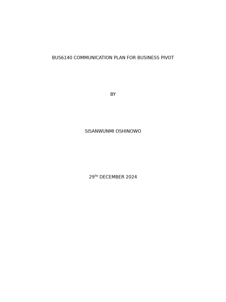 Bus6140 Communication Plan For Business Pivot | PDF | Communication | Microsoft