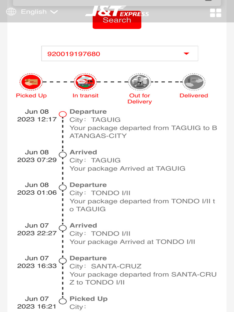 J&T Express Package Tracking Update | PDF