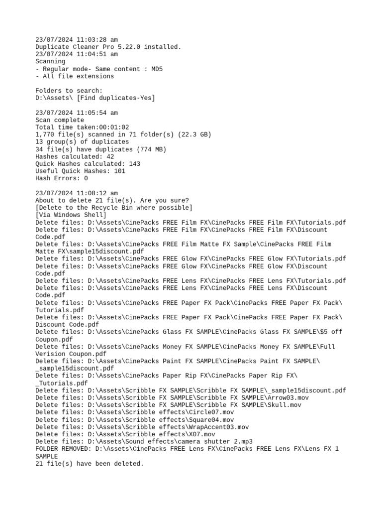 Duplicate Cleaner Log File | PDF | Computer File | Directory (Computing)