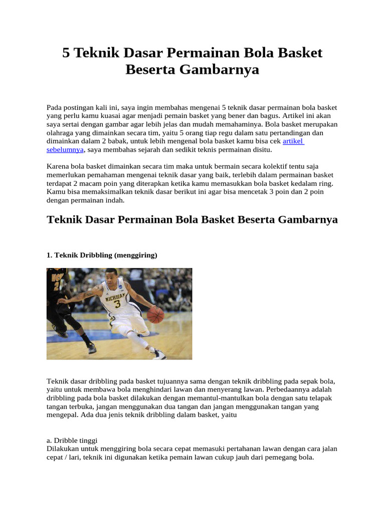 Teknik Dasar Basket dan Ragam Hias | PDF