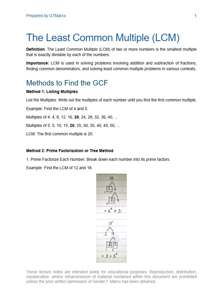 The Least Common Multiple | PDF | Abstract Algebra | Numbers