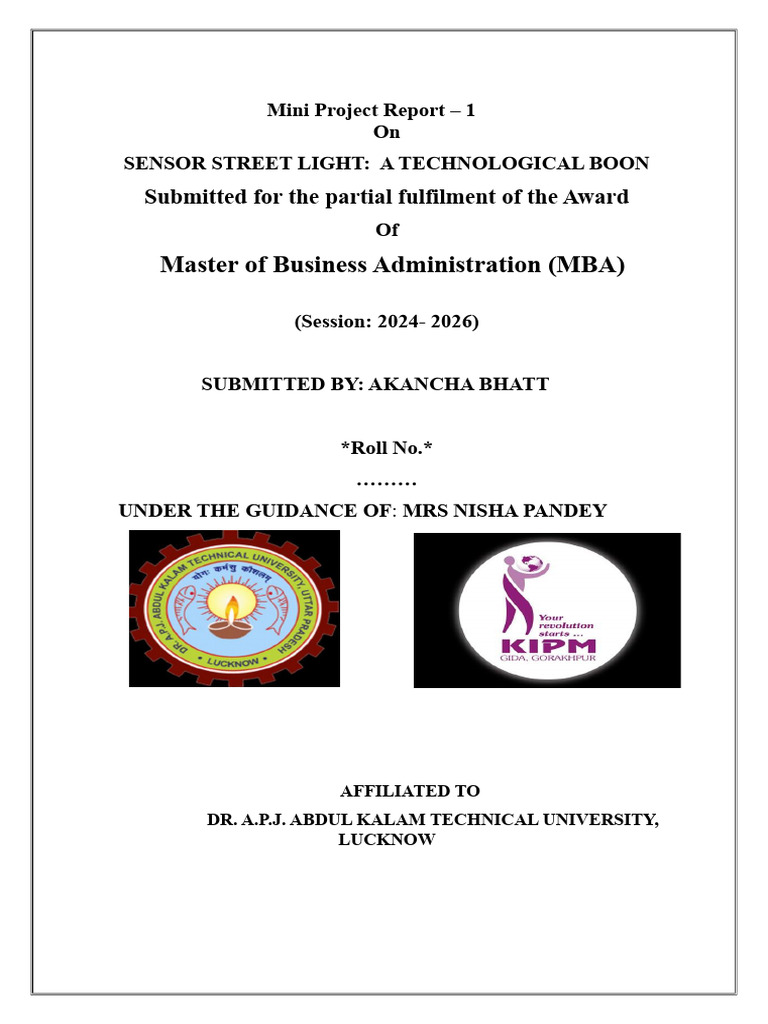 mini_project[1] | PDF | Street Light | Energy Conservation
