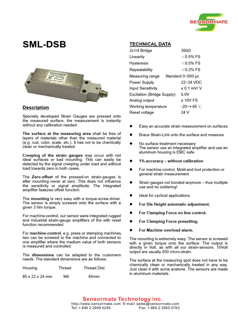 SML DSB Technical Data 85 | PDF | Sensor | Amplifier