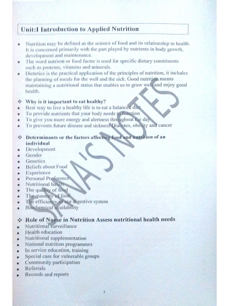Applied Nutrition Sample | PDF