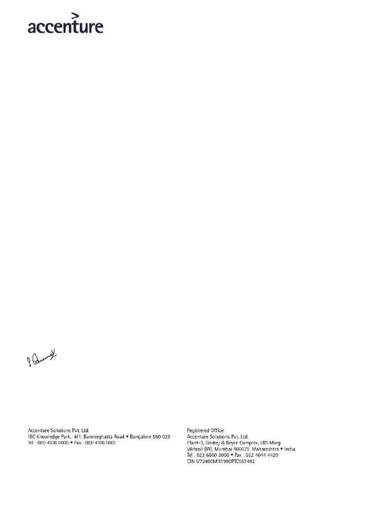 Accenture Relieving Letter | PDF | Employment | Justice