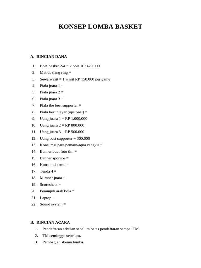Konsep Lomba Basket | PDF