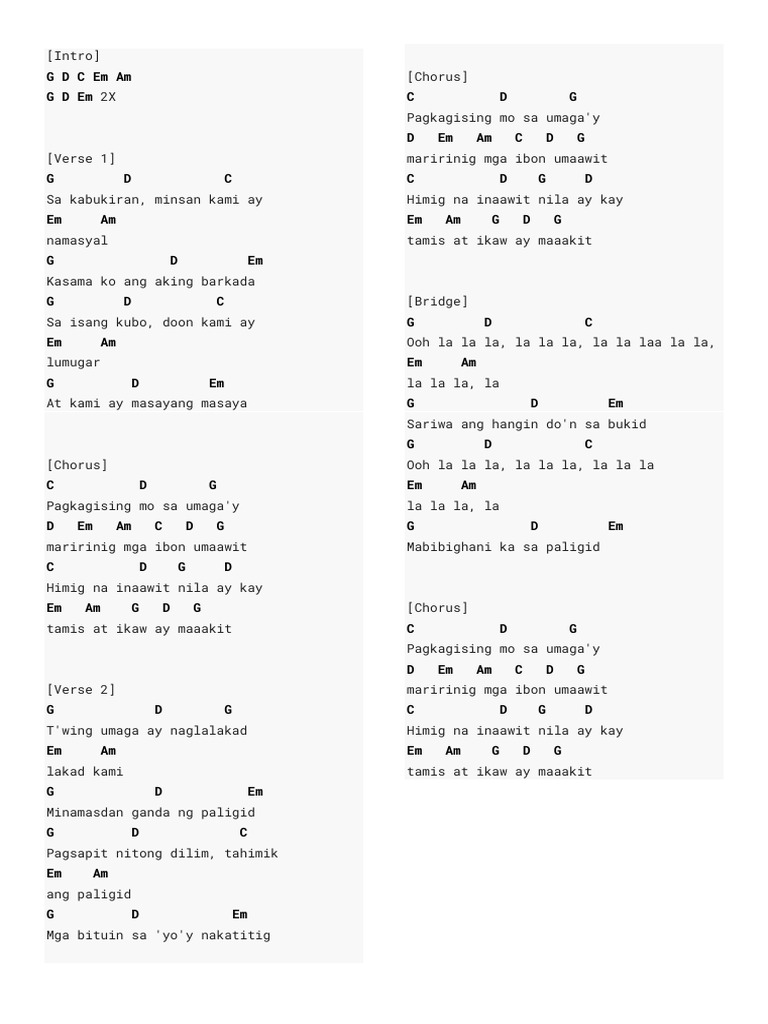 Sa Kabukiran Lyrics & Chords | PDF
