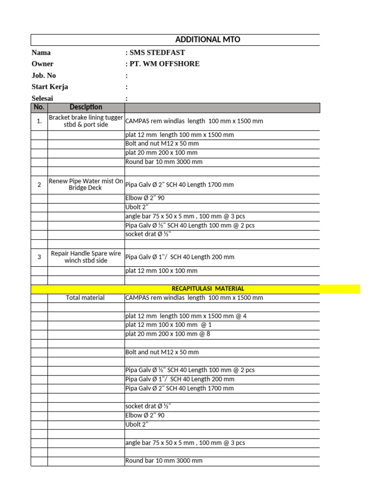 Additional mto stedfast | PDF