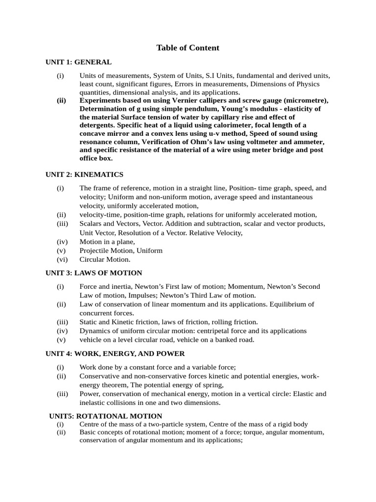 TOC Physics formulae book | PDF | Light | Force
