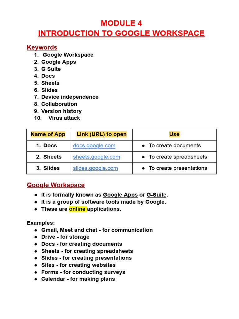 G3_M4_Google_Workspace_-_Class_notes | PDF