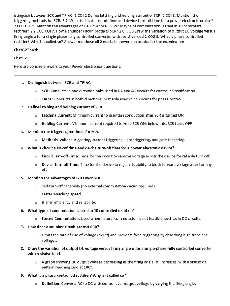 pe2marks | PDF | Power Inverter | Rectifier