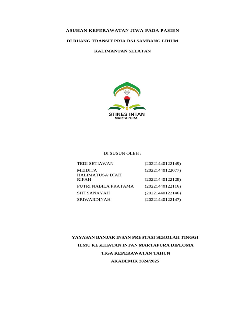 Terapi Kelompok Pasien Jiwa RSJ Sambang Lihum | PDF