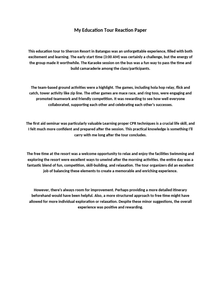 Reaction Paper and Reflection Paper | PDF | Critical Thinking | Knowledge