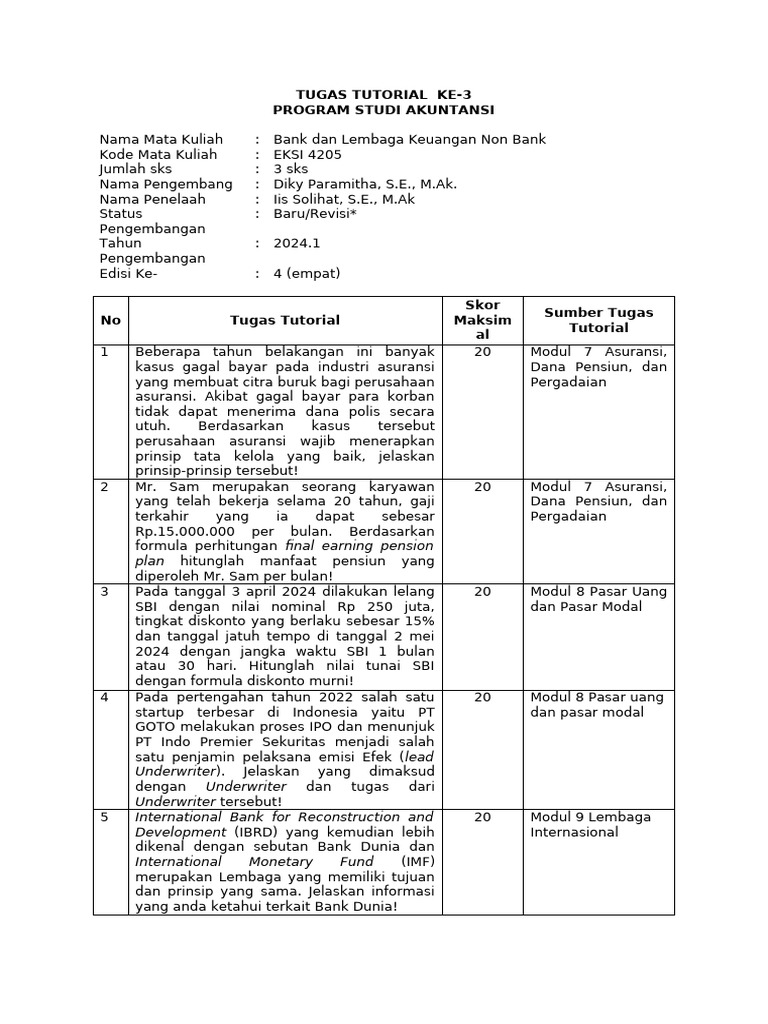 Tugas 3 Bank Dan Lembaga Keuangan Non Bank. | PDF