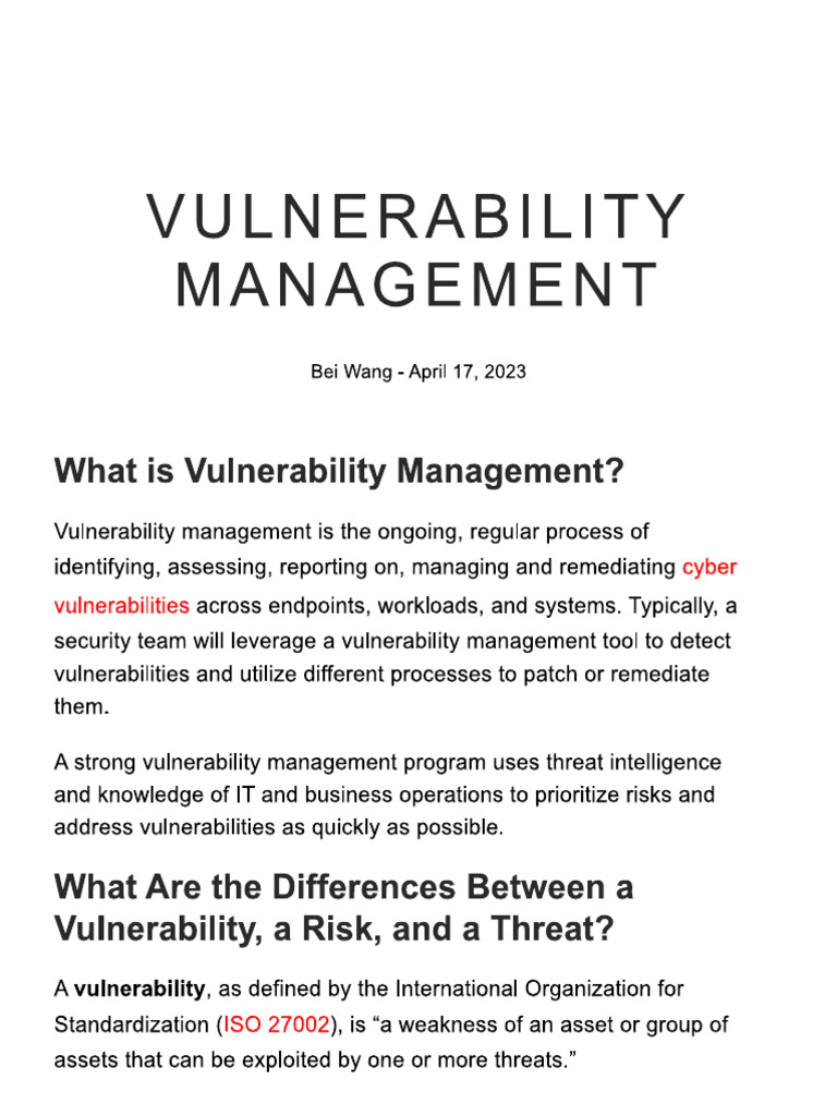 001 Vulnerability Management | PDF