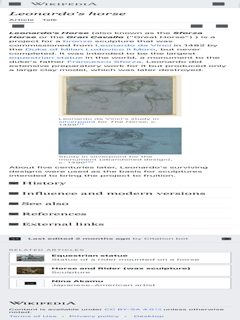 Leonardo's Horse - Wikipedia | PDF