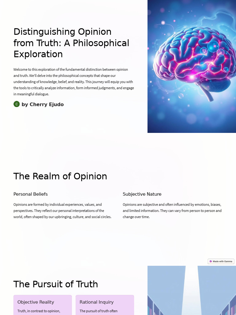 Distinguish Opinion From Truth | PDF | Truth | Logic