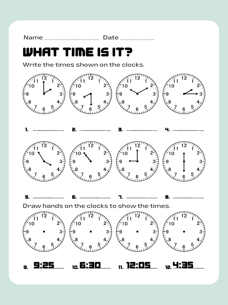 Telling Time _ Tasks | PDF