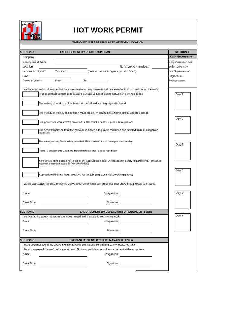 PTW_HOTWORK | PDF | Fires | Hazards