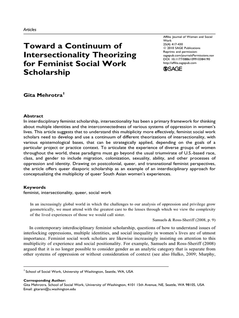 Mehrotra 2010 Toward A Continuum of Intersectionality Theorizing For ...