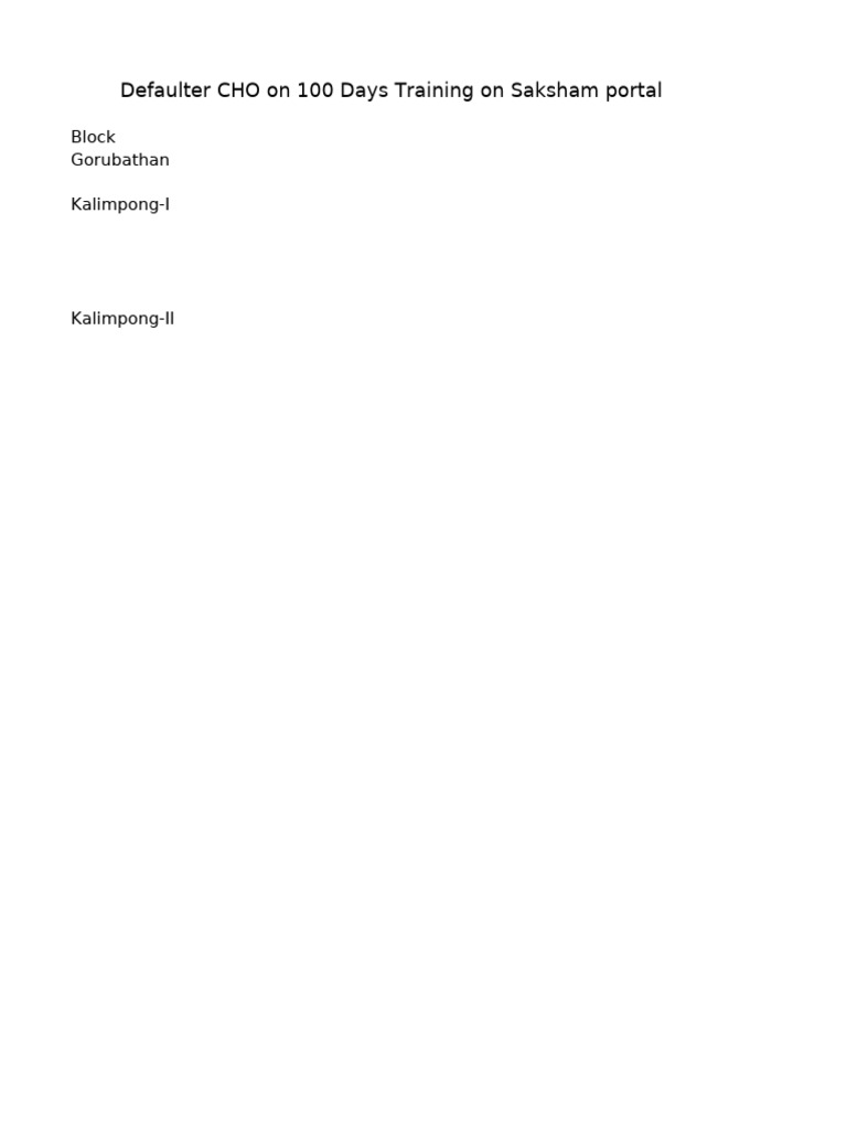 Defaulter CHO on Saksham | PDF