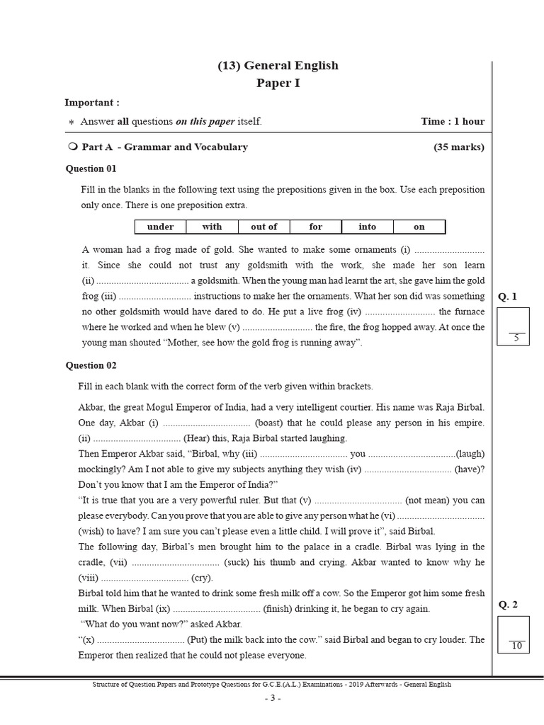 Gce Advance Level Exam 2020 General English Model Papers 61c418fa5a85a 3 7 | PDF