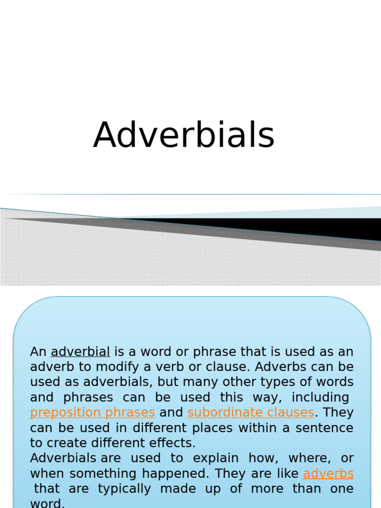 Adverbials (2) | PDF | Adverb | Semantics