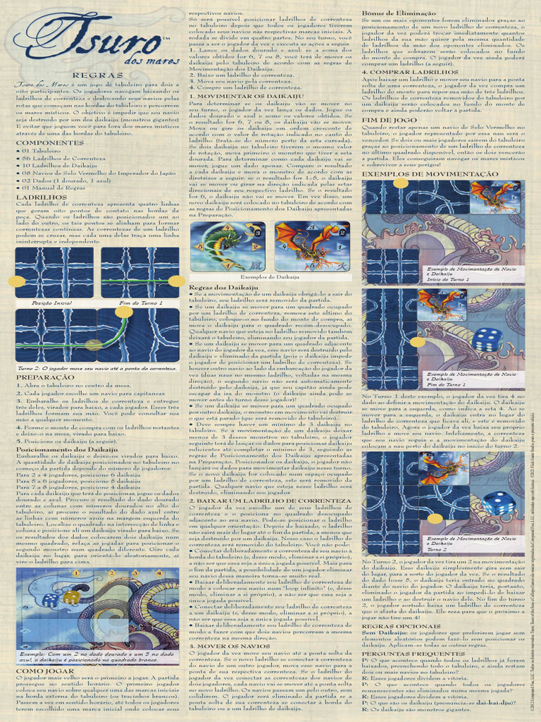 Tsuro Dos Mares - Manual de Regras | PDF | Maré | Telha