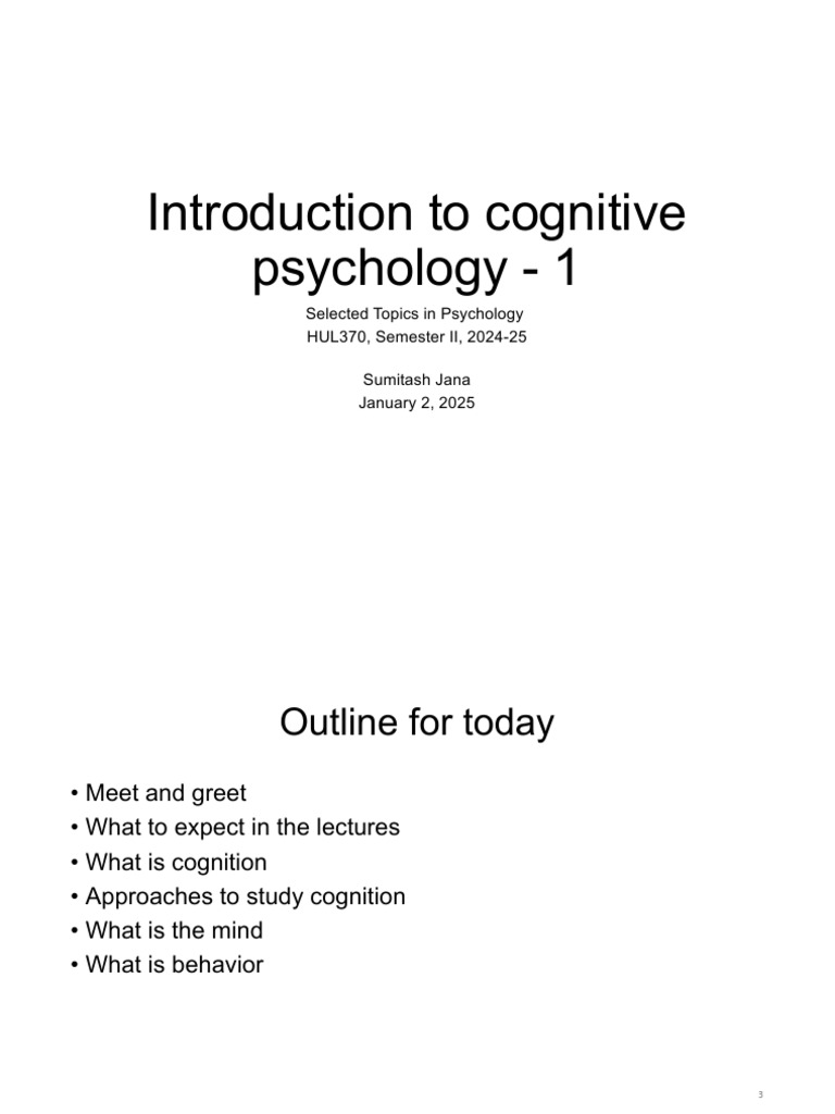 Lecture 1 Pdf Mind Cognition