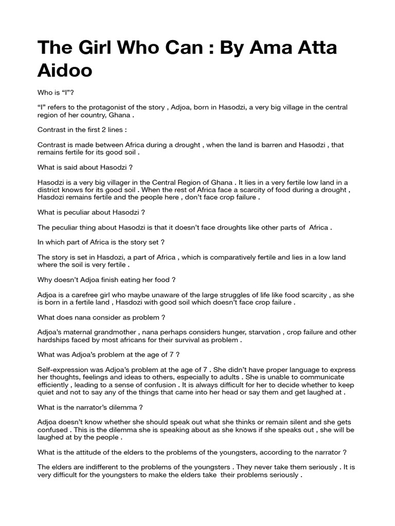 The Girl Who Can by Ama Atta Aidoo | PDF | Behavioural Sciences ...