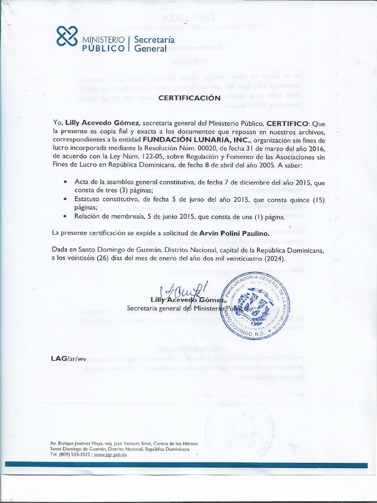 Documentos constitutivos certificados | PDF