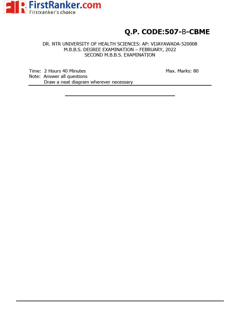 Q.P. CODE:507 - Cbme: Section-Ii (Theory Questions - 80 Marks ...
