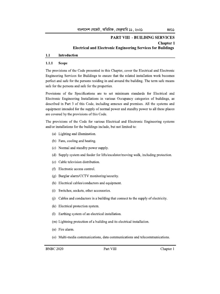 BNBC 2020 Electrical | PDF