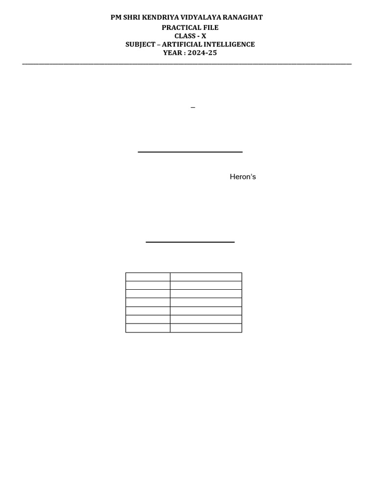 AI Practical File Class 10 2024-25 | PDF