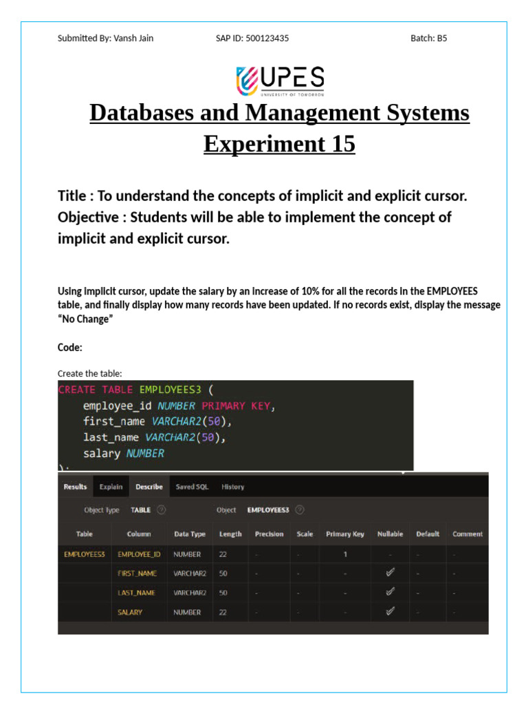 Databases and Management Systems - Exp 15 | PDF