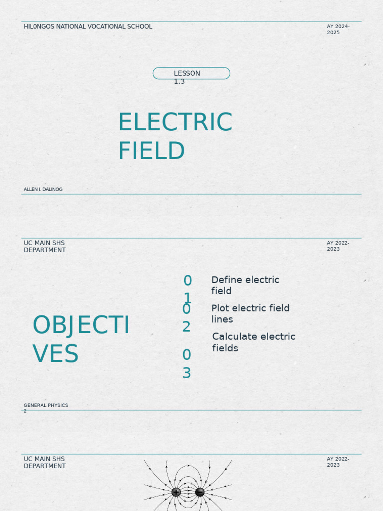 Lesson-1.3-ElLECTRIC-FIELD | PDF | Electric Field | Electrostatics