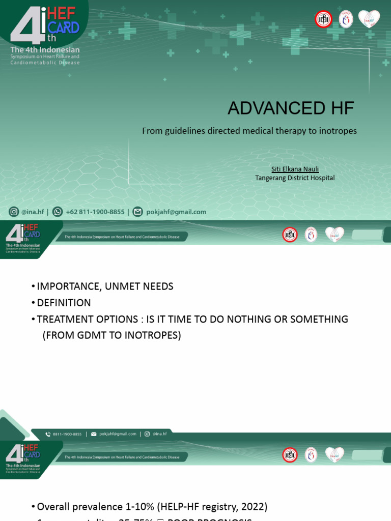 Advanced HF From Guidelines directed medical therapy to inotropes | PDF ...