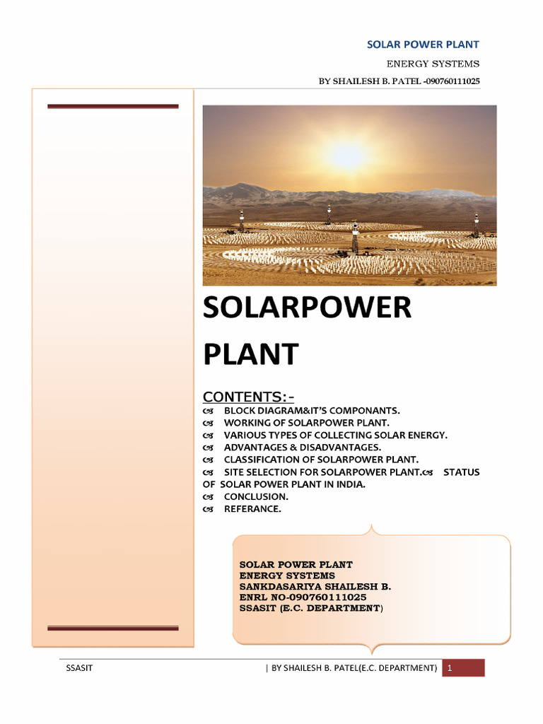 Solar Power Plant | PDF