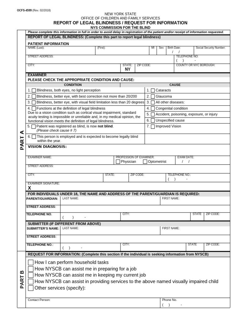 Report of Legal Blindness Form | PDF | Visual Impairment | Clinical ...