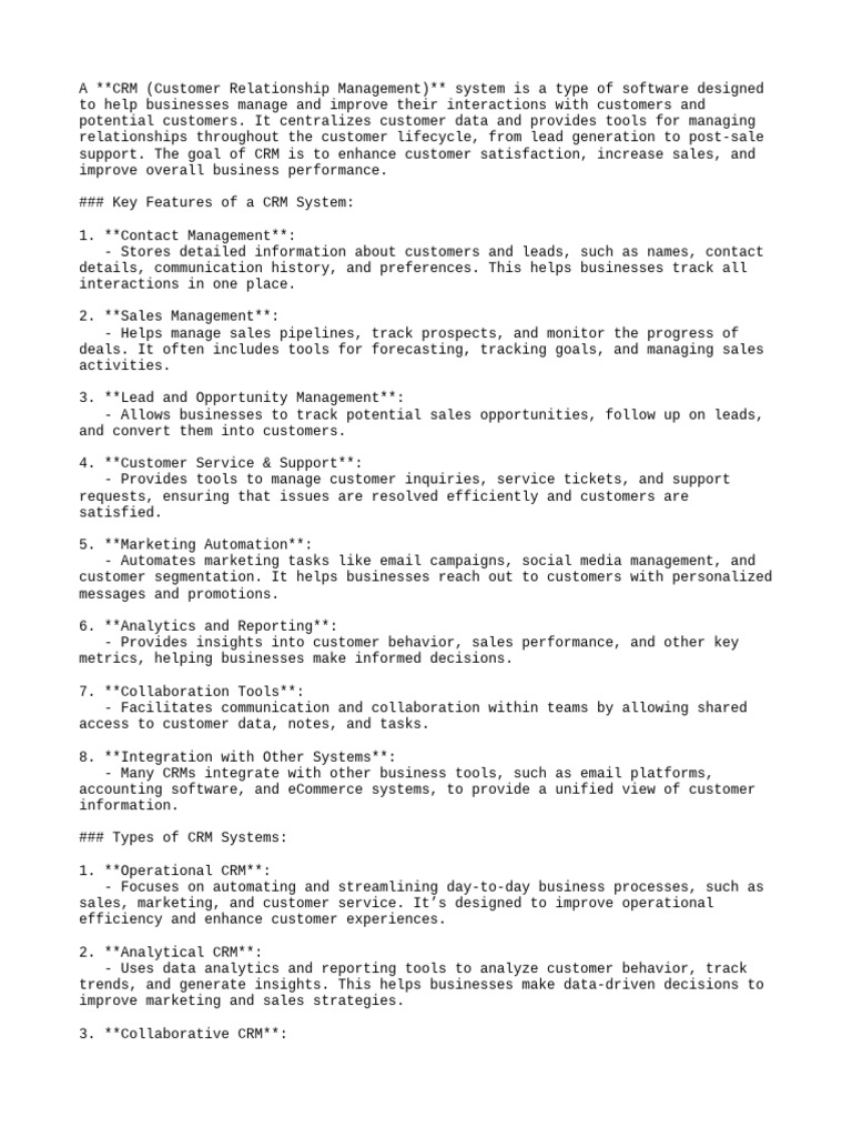 CRM (Customer Relationship Management) | PDF | Customer Relationship ...