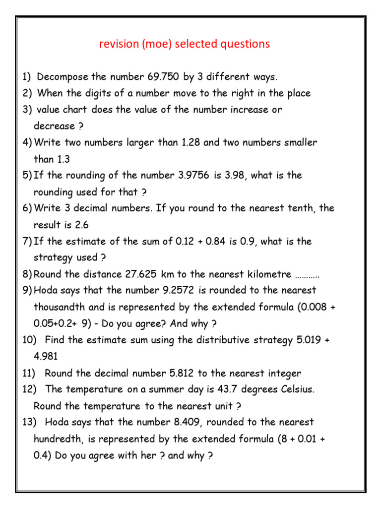 M.O.E G5-Selected Questions | PDF | Numbers | Mathematics