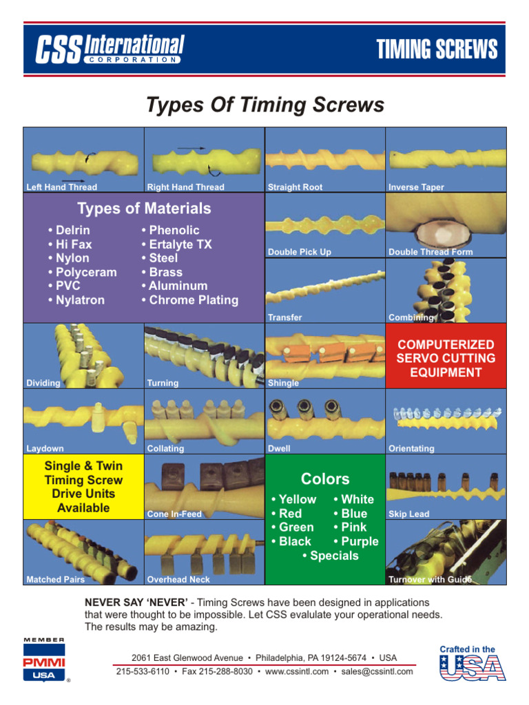 Timing Screws | PDF | Screw | Metalworking