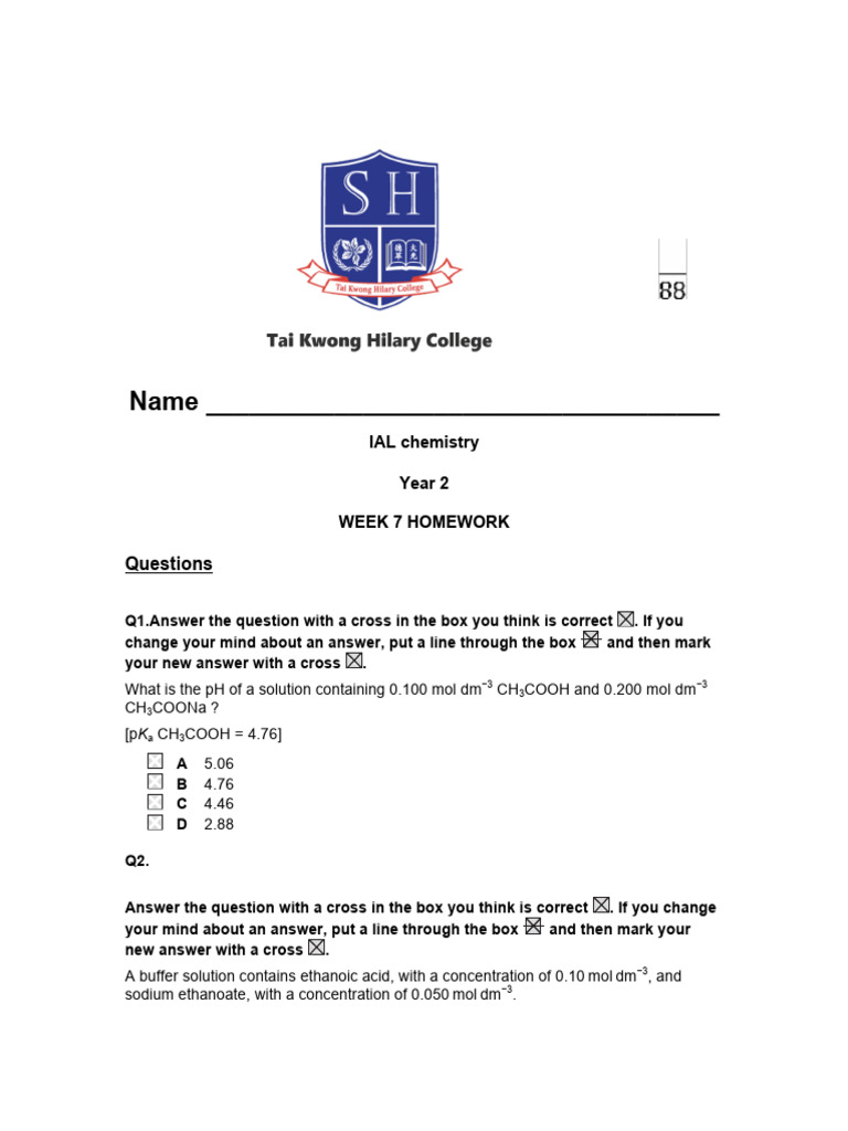 Week_7_hw | PDF | Acid | Buffer Solution