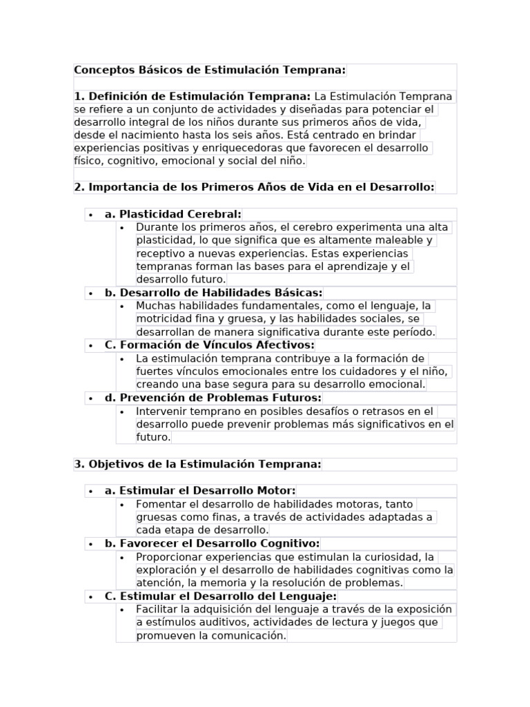 Conceptos Básicos de Estimulación Temprana | PDF | Las emociones | Conceptos psicologicos