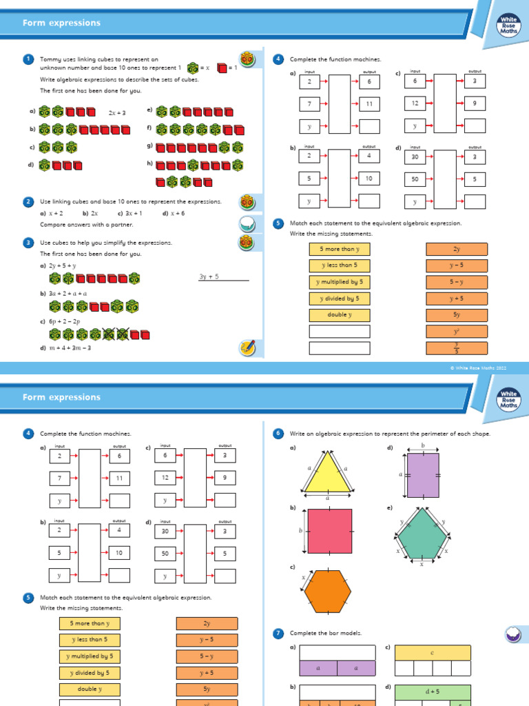 Algebraic Expressions Worksheet | PDF | Mathematics | Applied Mathematics