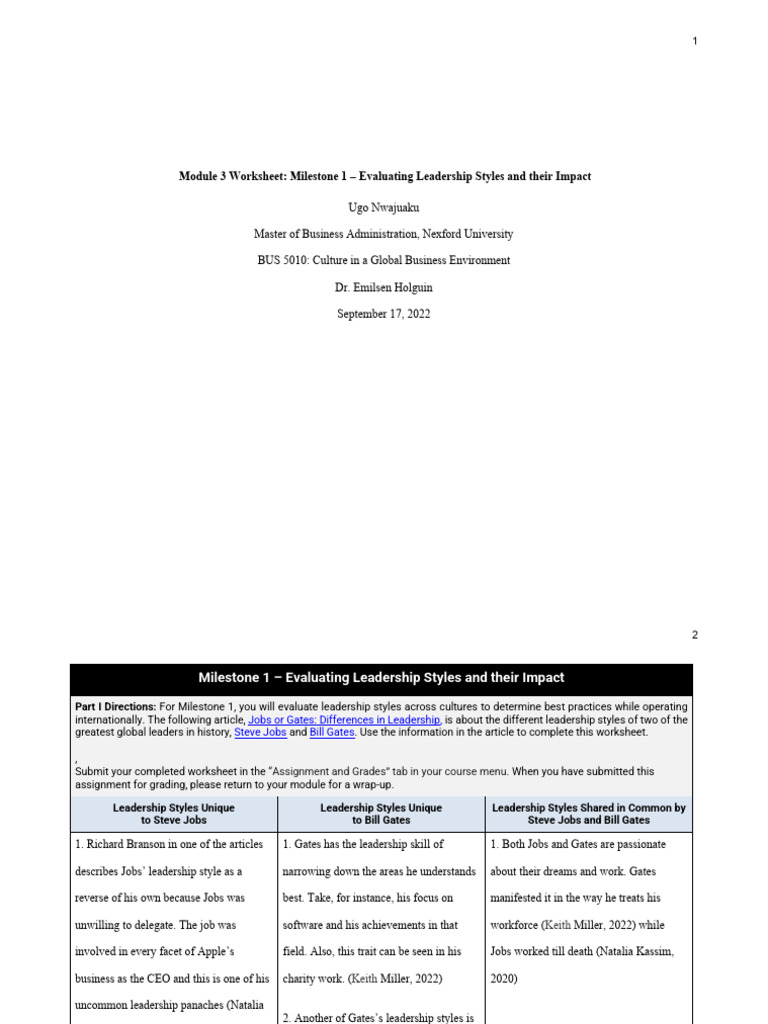 BUS 5010 Milestone 1 Worksheet | PDF | Leadership | Risk