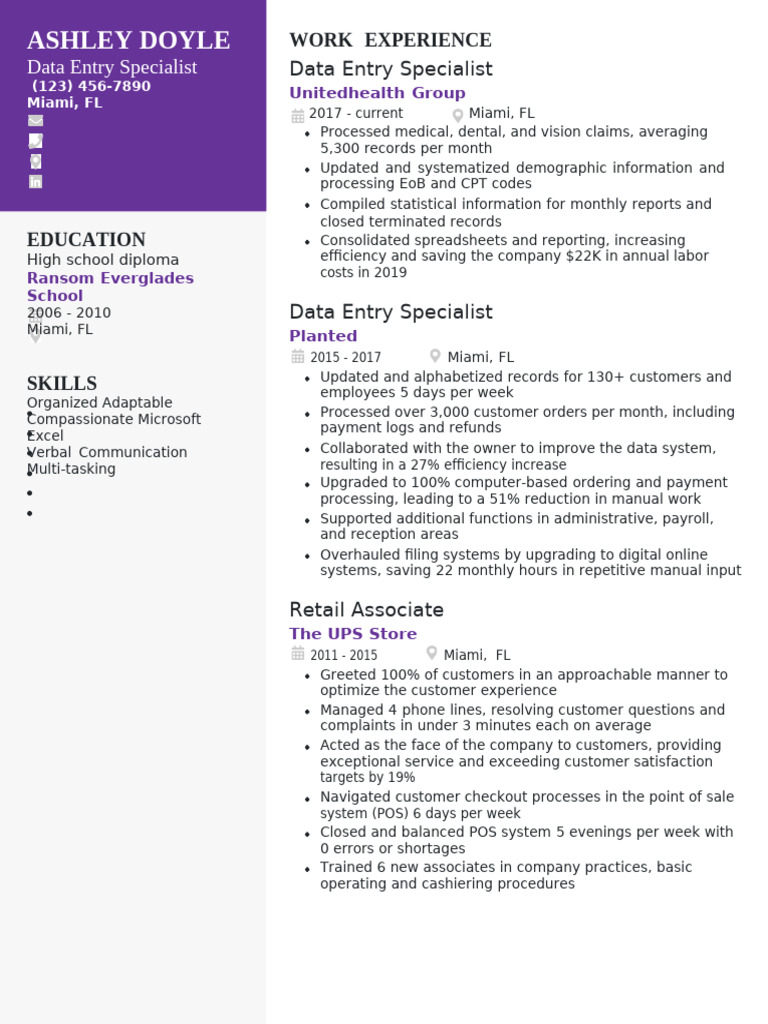 Data Entry Resume Example | PDF | Point Of Sale | Information Technology