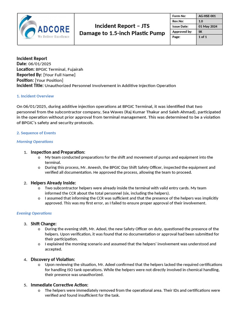 25-11-2024 - Incident Report - JTS | PDF